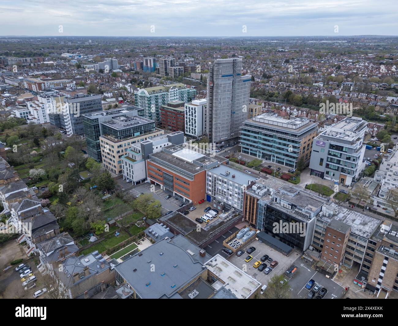 Aerial view of office blocks hi-res stock photography and images - Alamy