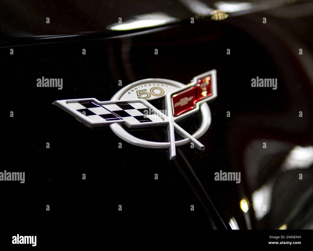 Detail of chevrolet emblem on hood of a black car Stock Photo - Alamy