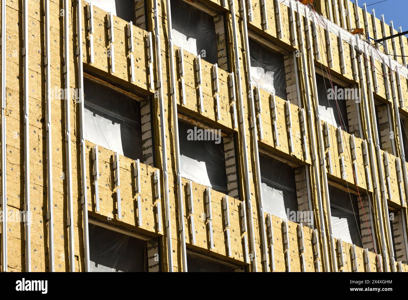 External wall insulation with mineral wool Stock Photo - Alamy