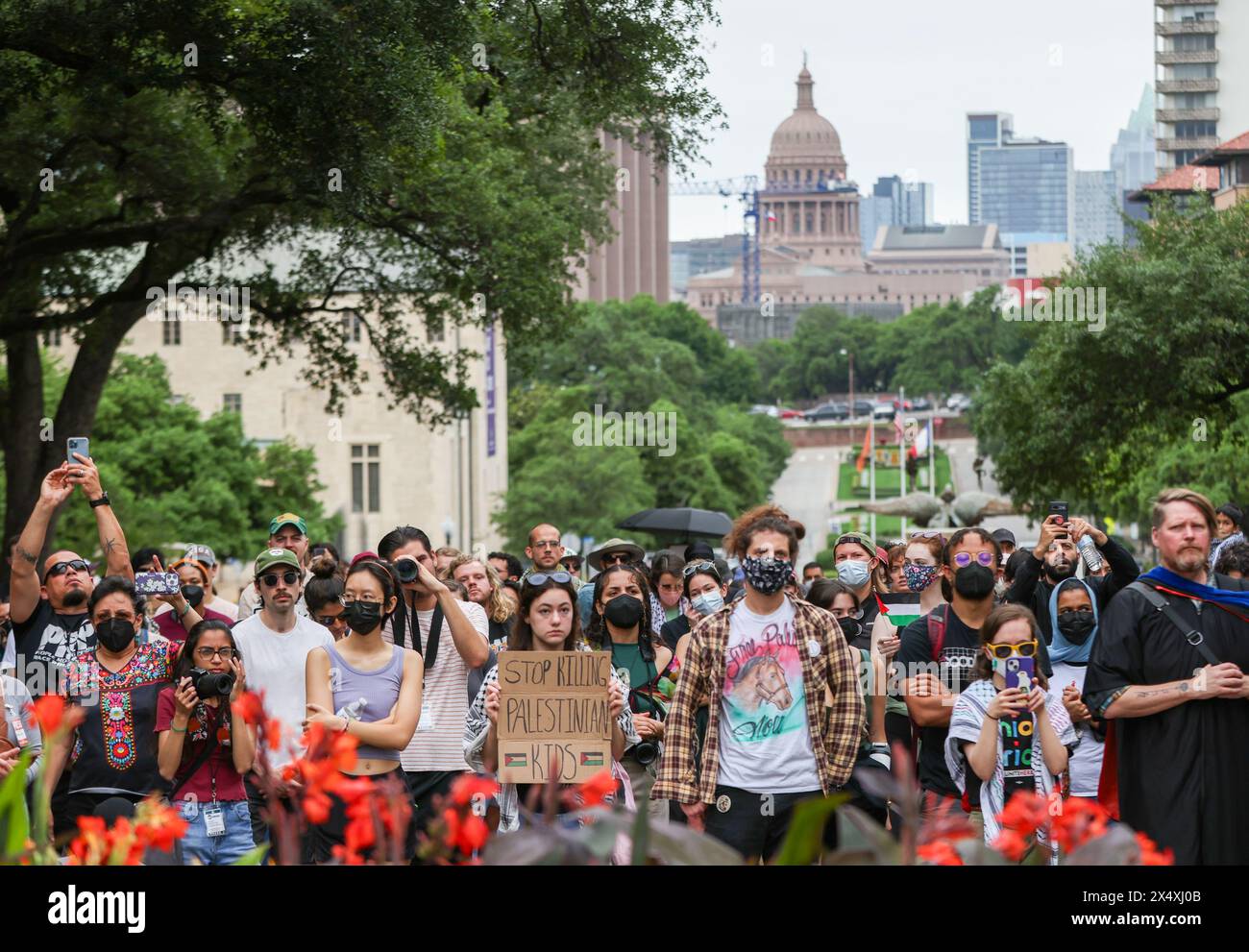 Protesters gather at The University of Texas on May 5, 2024 in Austin ...