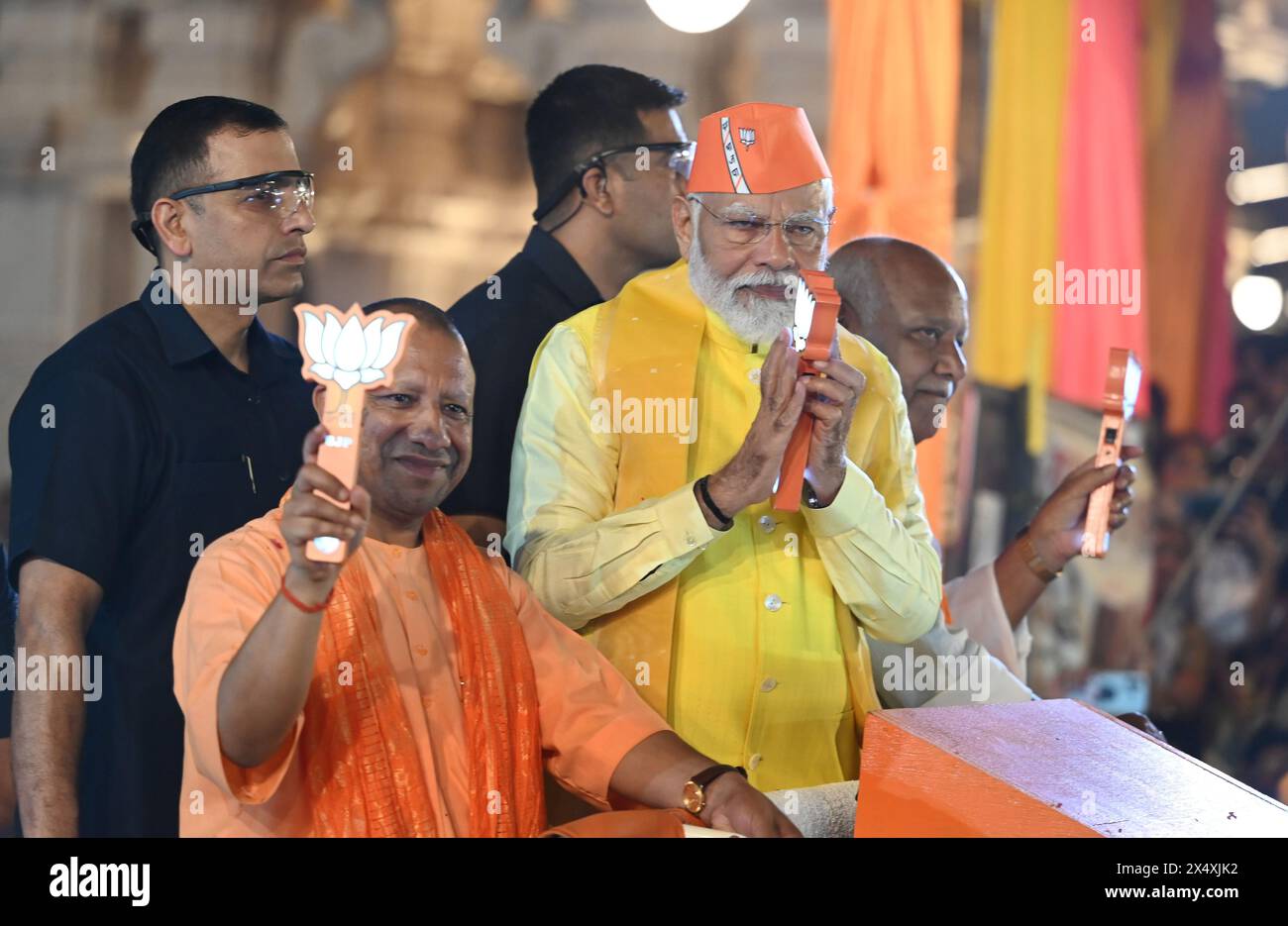 LUCKNOW, INDIA - MAY 5: Prime Minister Narendra Modi during the road ...