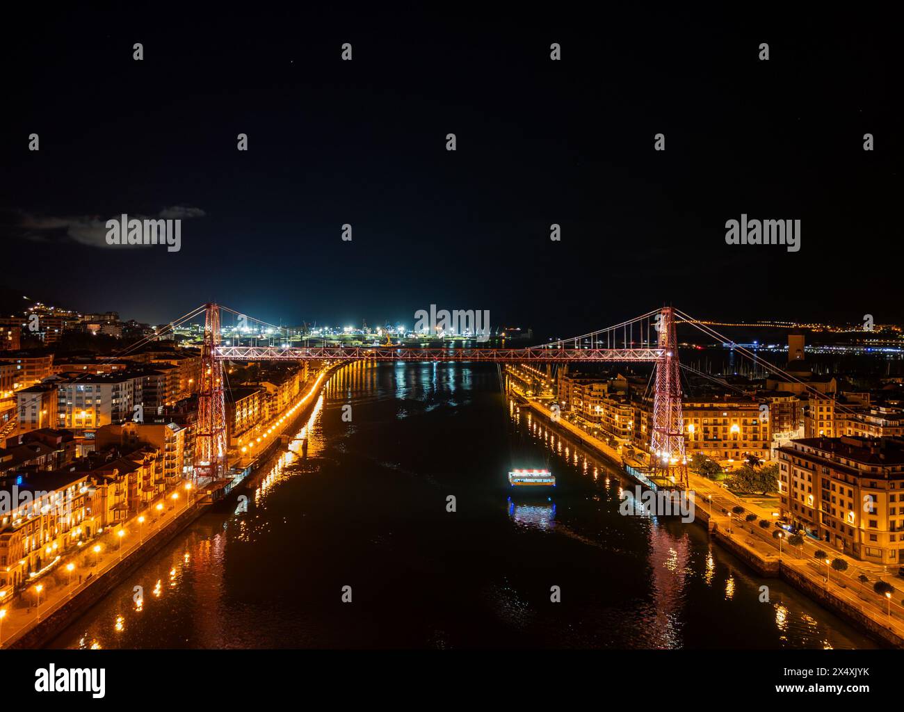 aerial shot captures the majestic Vizcaya Hanging Bridge (Puente ...