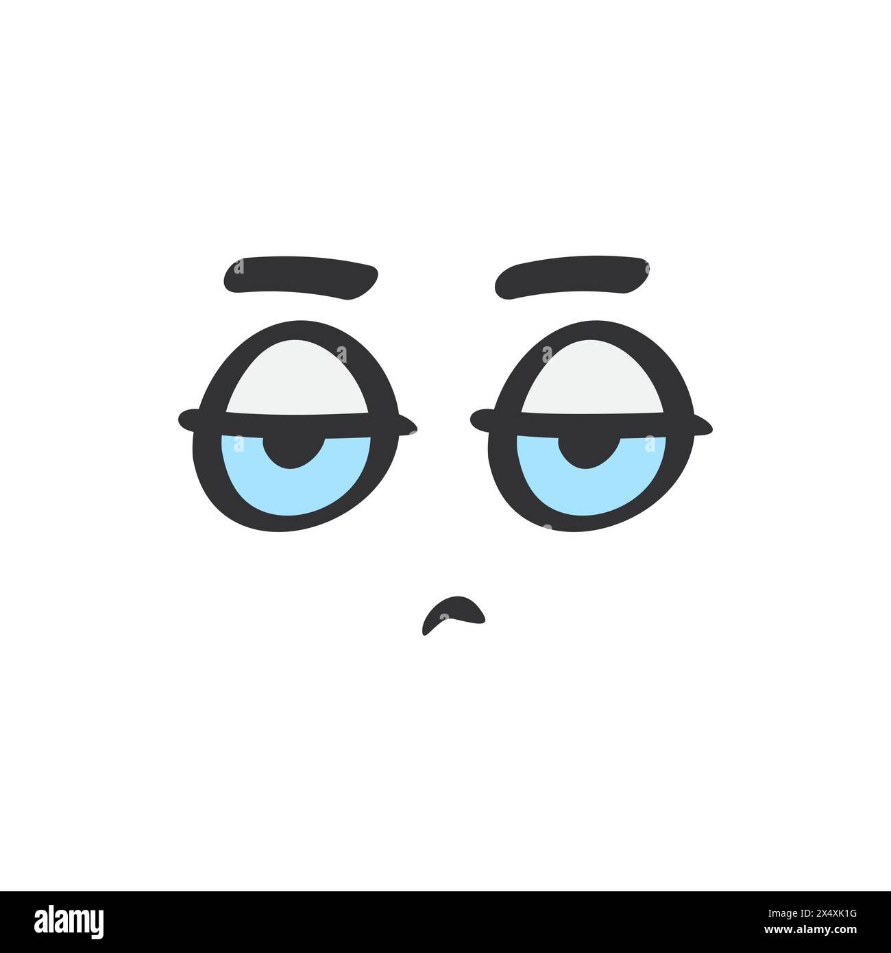 Disappointed cute face expression, boredom of character in doodle style ...