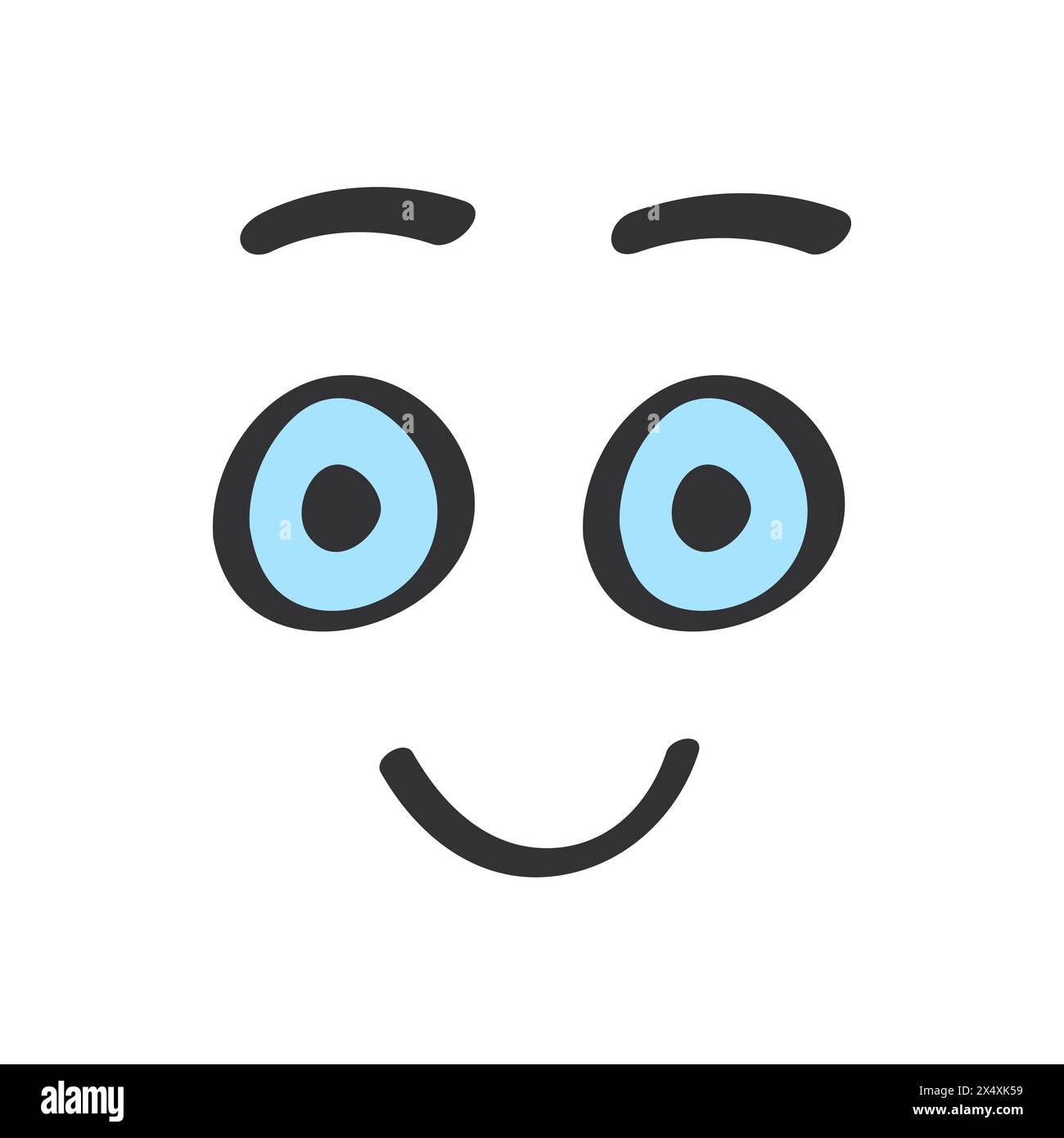 Happy smile on cute face, satisfied expression in doodle style vector ...