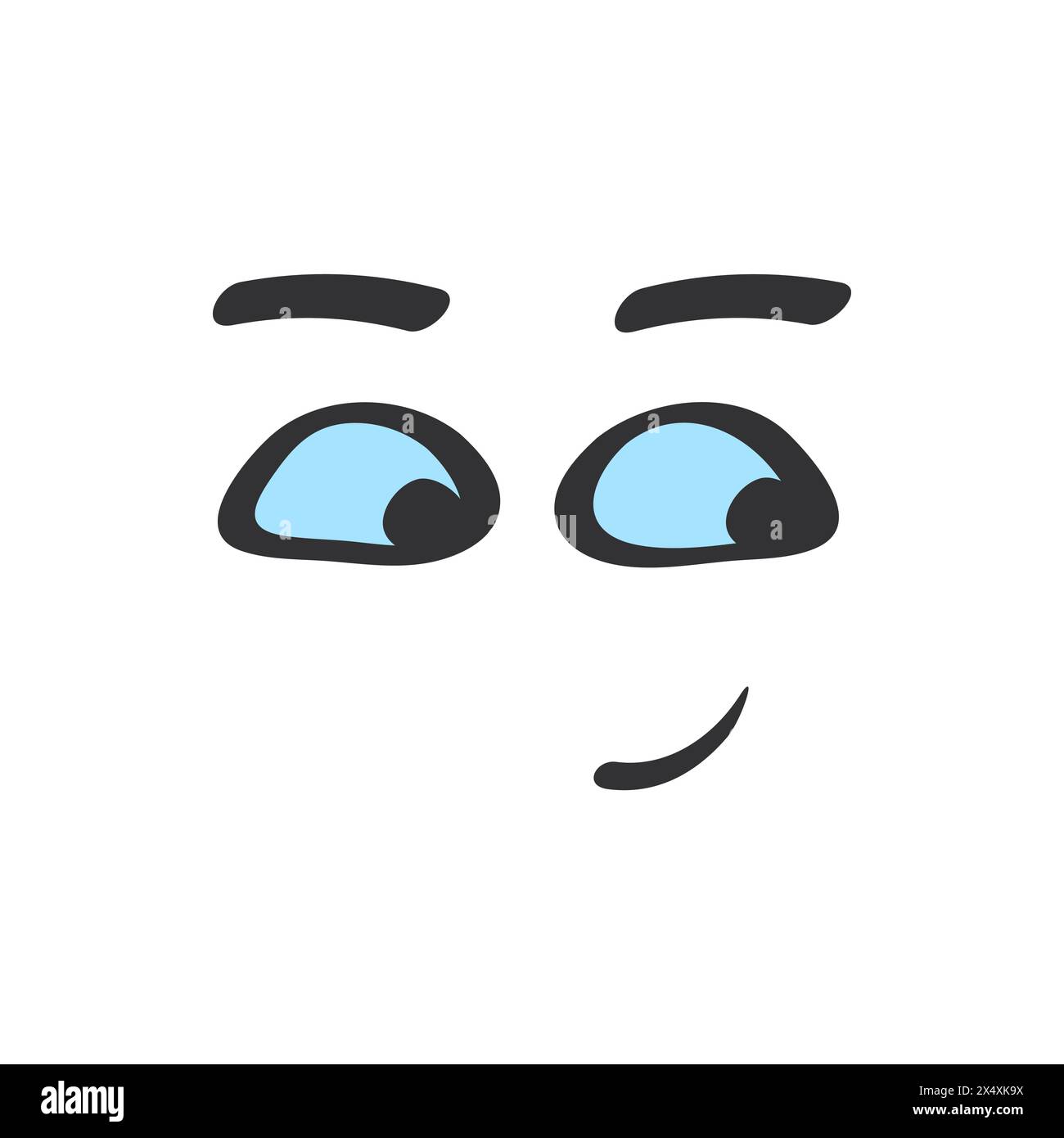 Sly cute face expression and smile of character in doodle style vector ...