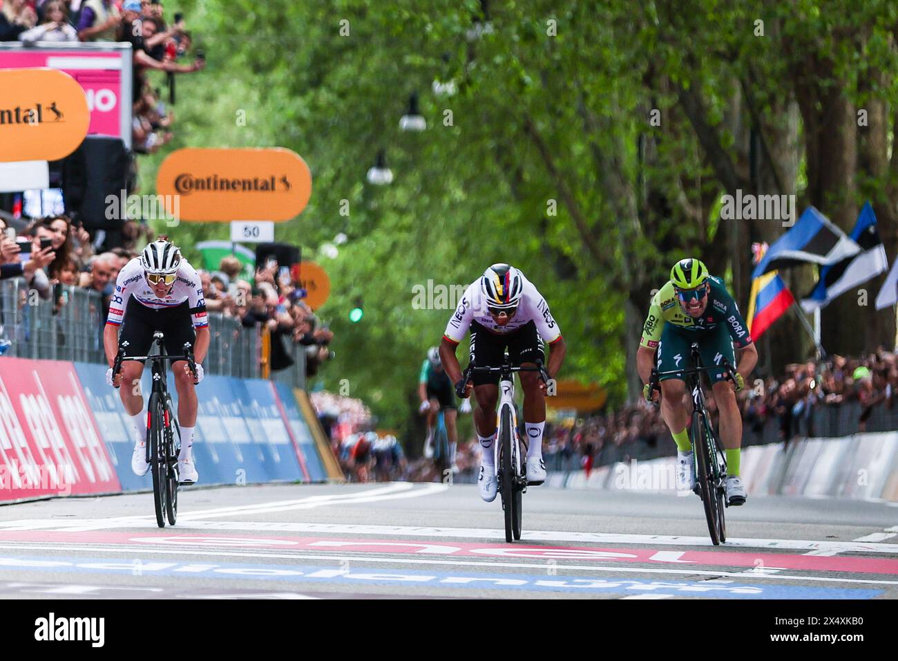 Turin, Italy. 04th May, 2024. (L-R) Tadej Pogacar of Slovenia and UAE ...