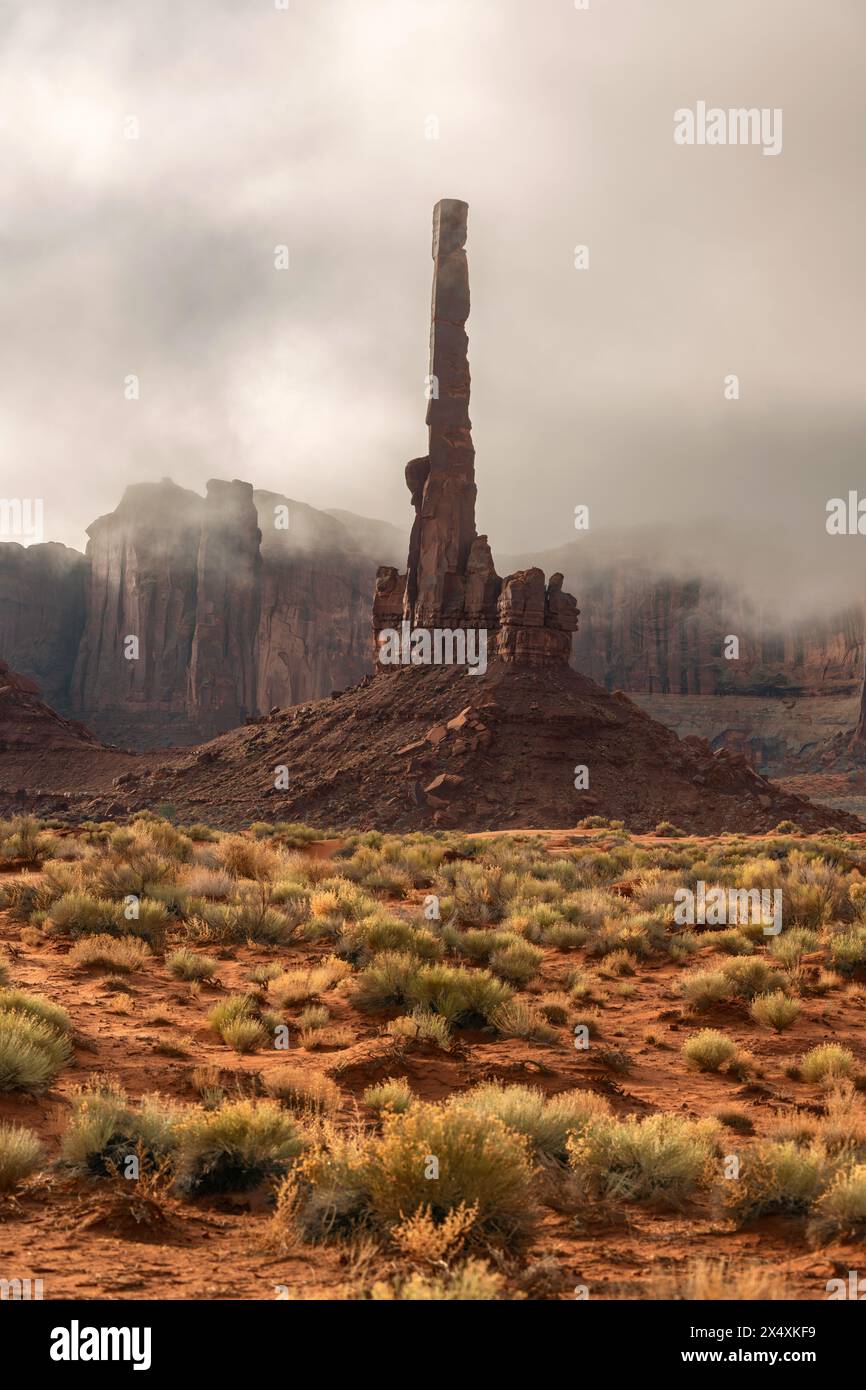 Scenic view of the magnificant spires in Monument Valley Arizona, with ...