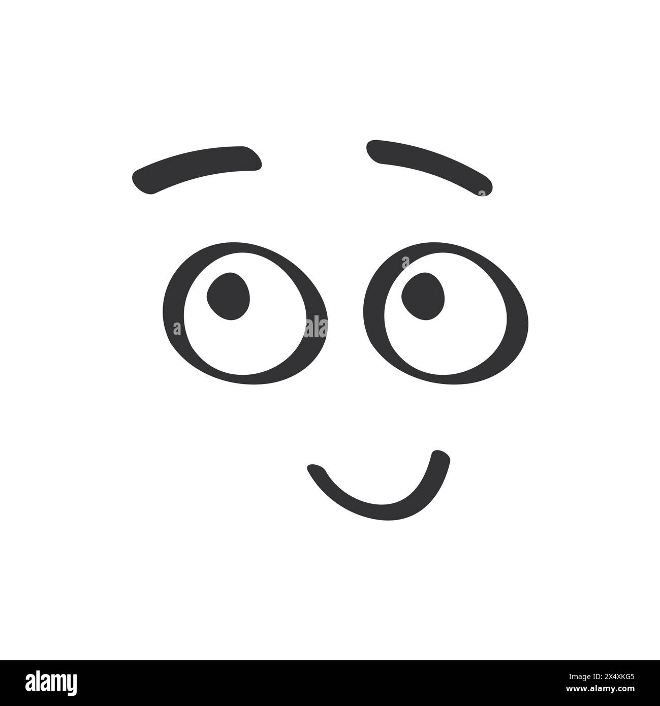 Curious facial expression of character in monochrome doodle style ...