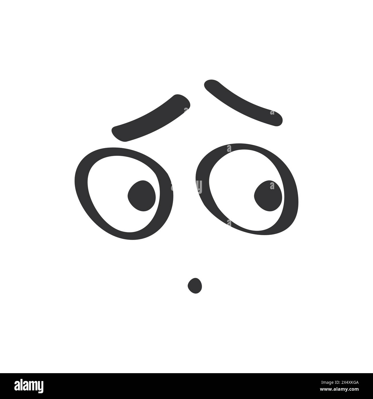 Shock reaction, crazy look of eyes of character in monochrome doodle ...