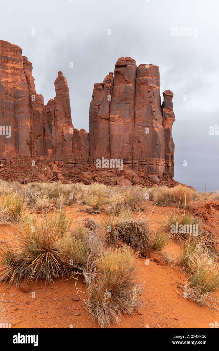 Large mountain along the side of Monument Valley's scenic park during a ...