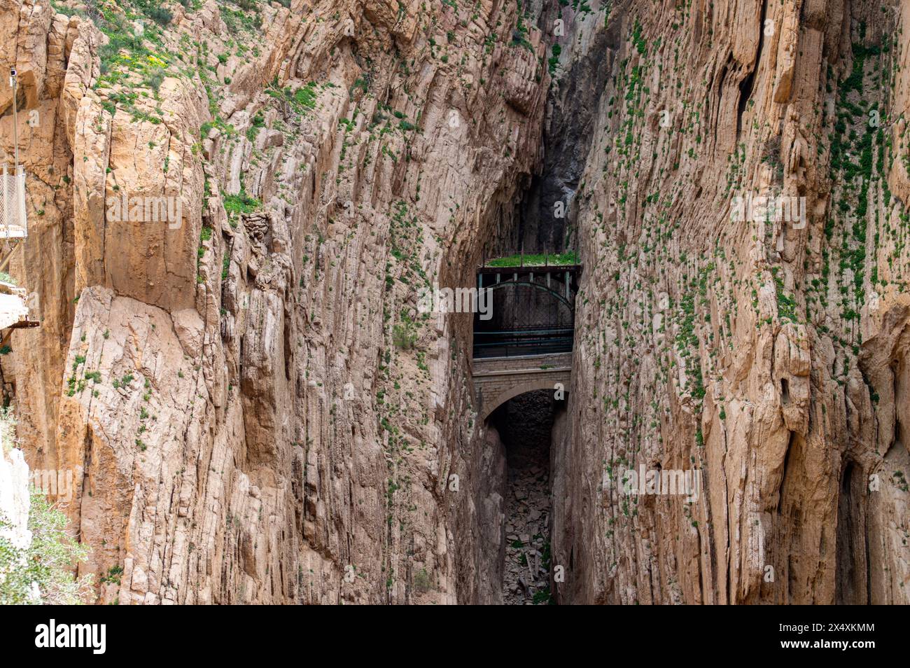 Caminito del Ray, The King's Path. Walkway pinned along the steep walls ...