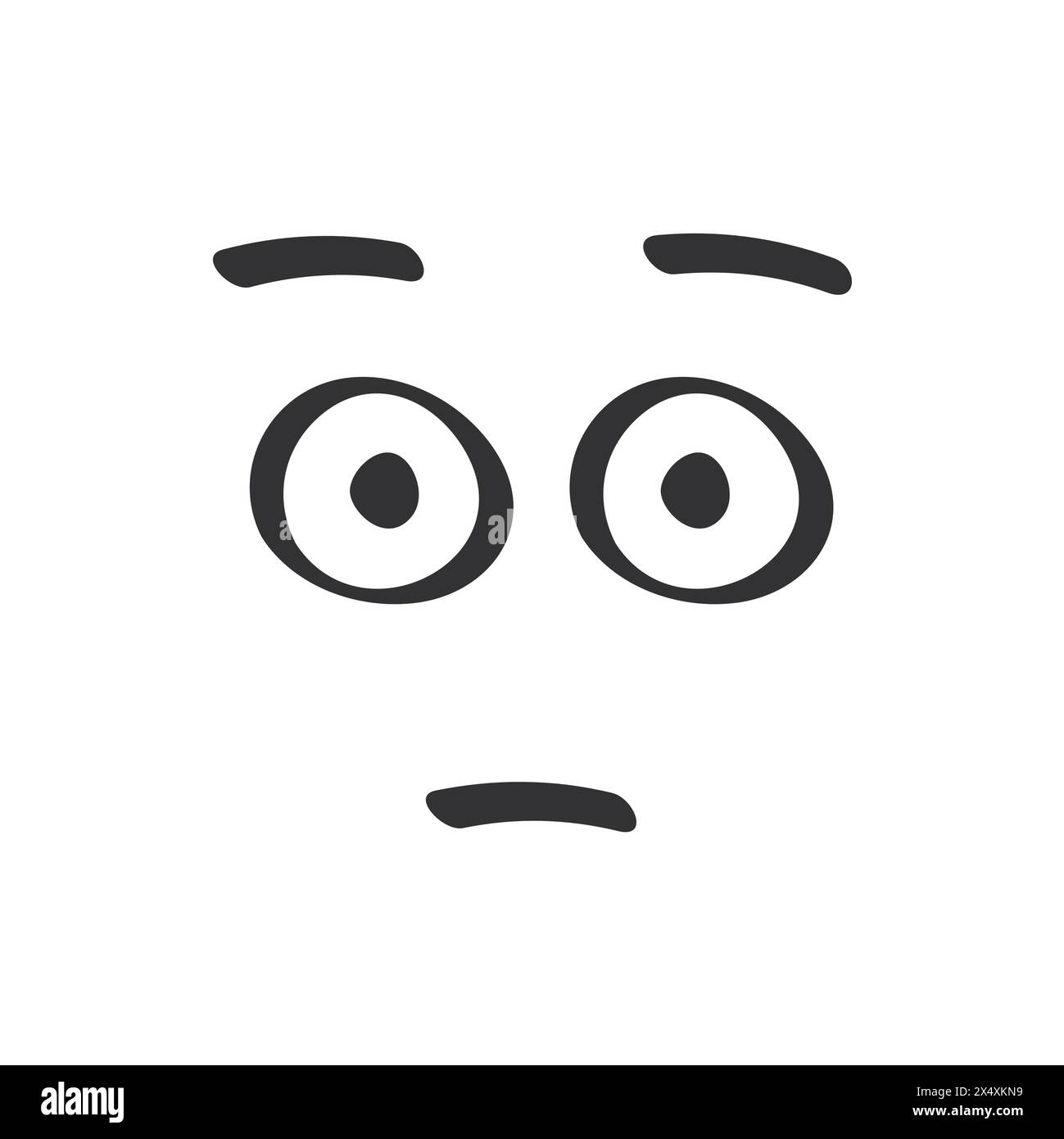 Pensive depressed facial expression of character in monochrome doodle ...