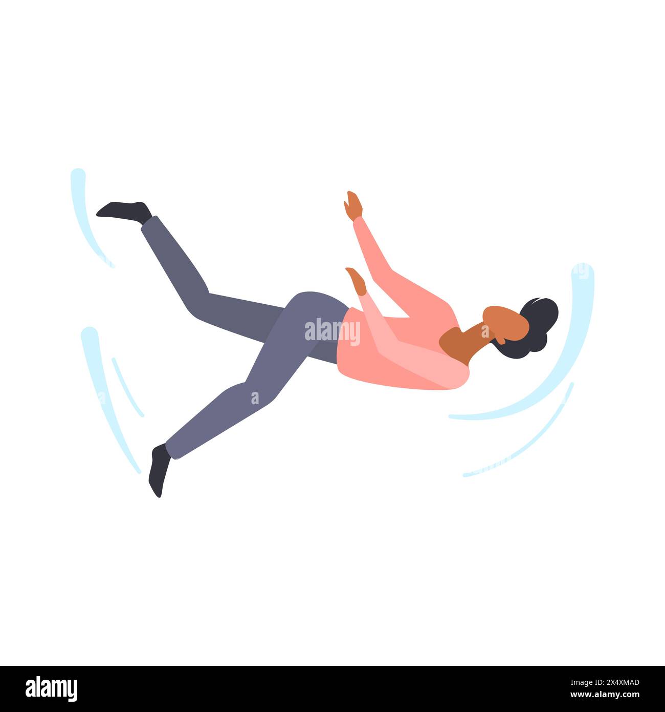 Man waving arms in air to avoid falling, flying male character in sky ...