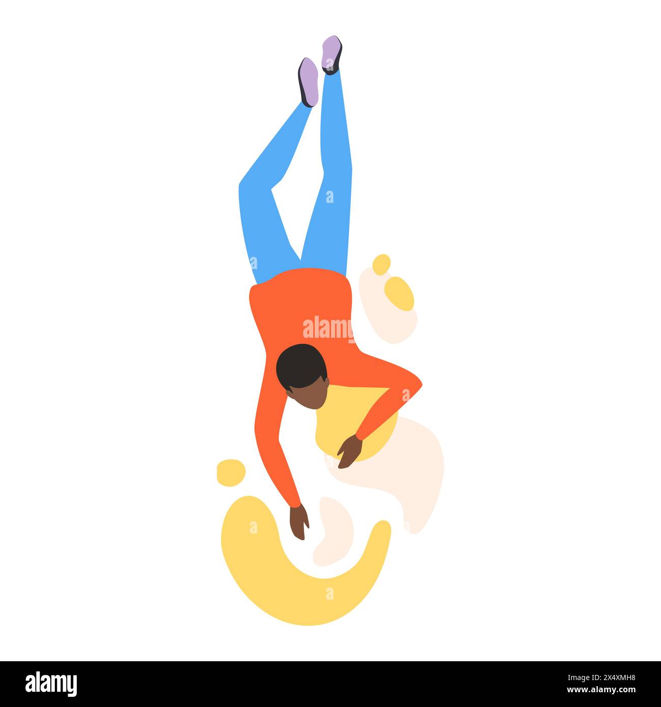 Man flying and falling down, creative fantasy flight of person vector ...
