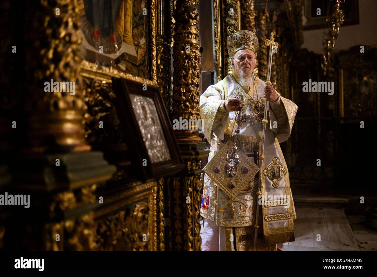 The Ecumenical Patriarch Bartholomeus I holds a censer during the ...