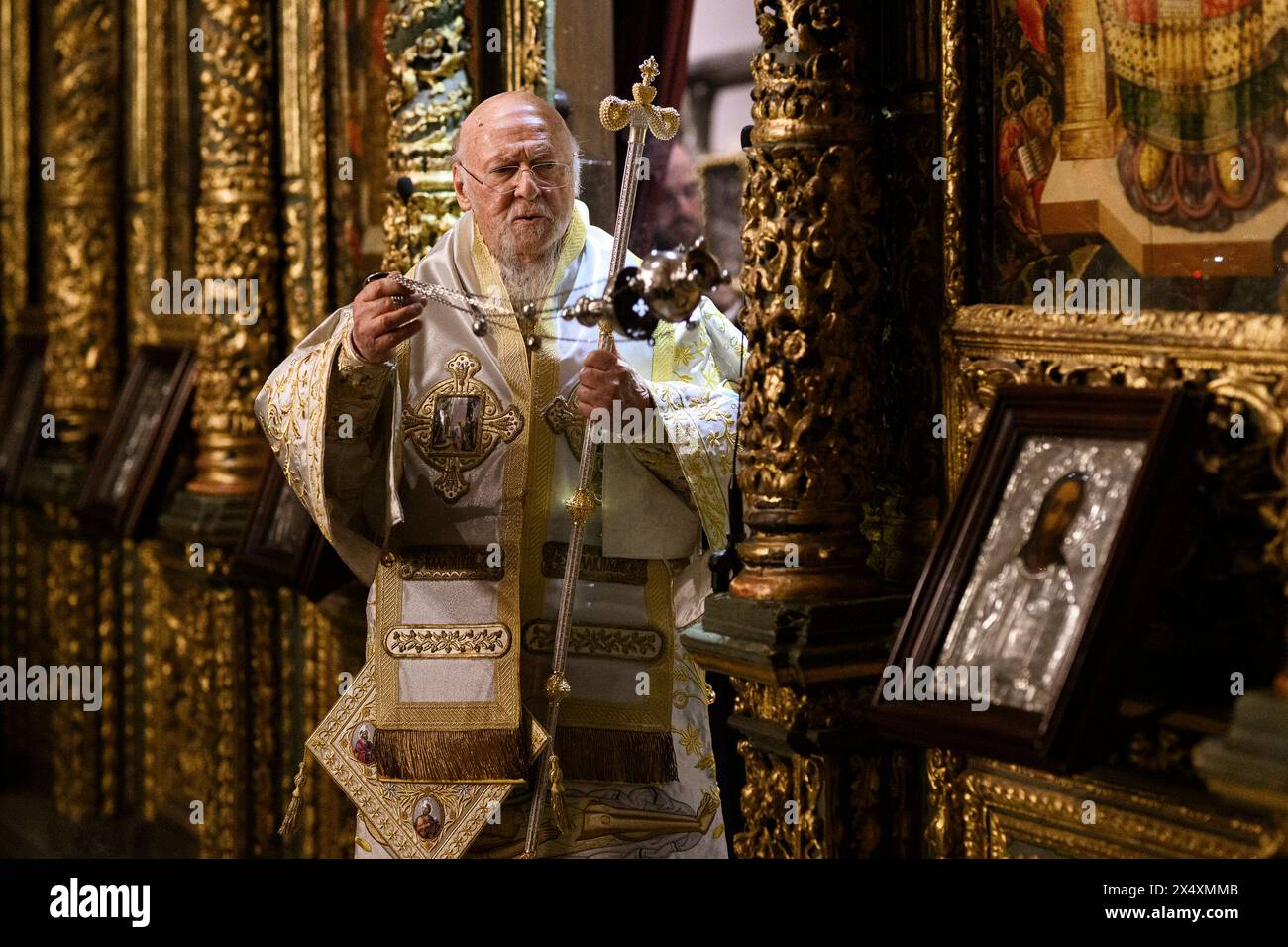The Ecumenical Patriarch Bartholomeus holds a censer during the ...