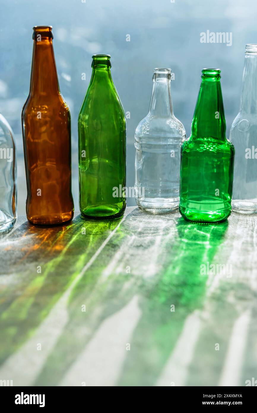 Separate collection of glass garbage. Eco friendly and zero waste ...