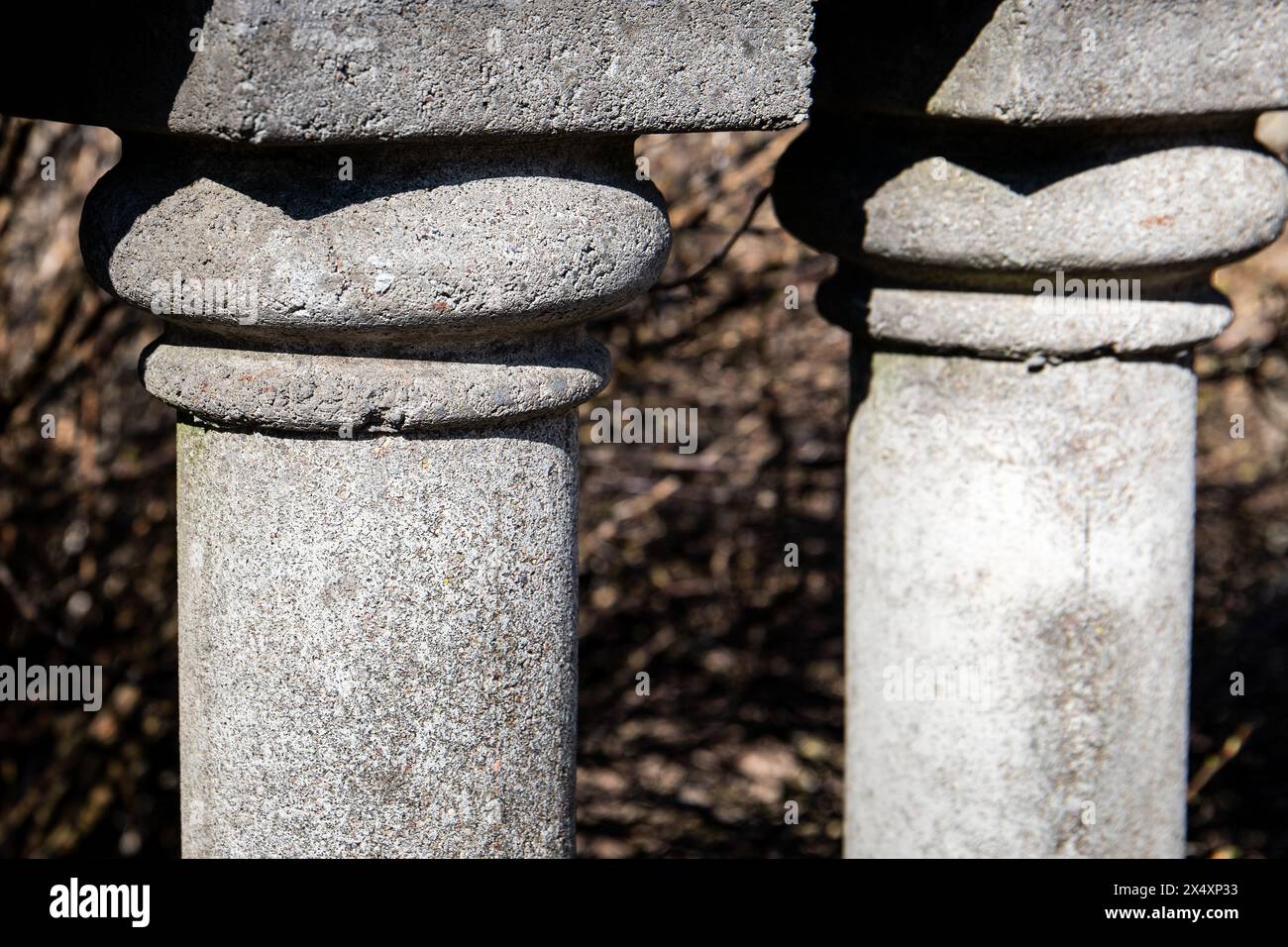 Concrete columns, marble fencing. architecture and landscaping Stock ...