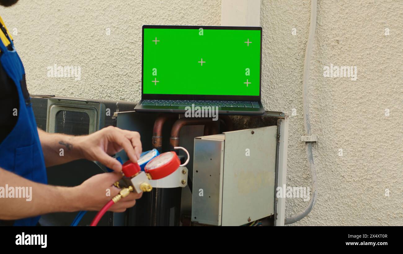 Skilled repairman contracted by client to detect condenser issues ...