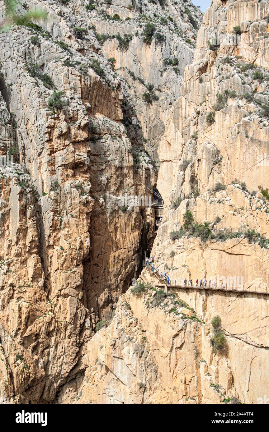 Caminito del Ray, The King's Path. Walkway pinned along the steep walls ...