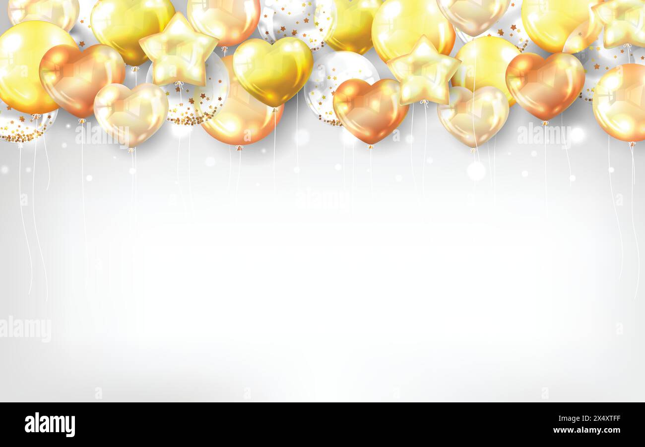 Gold balloons background for celebration card Stock Vector Image & Art ...