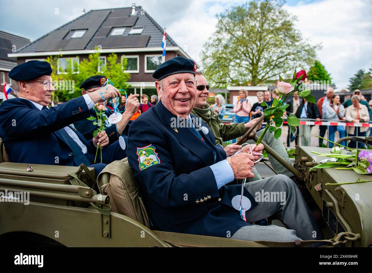 Wageningen, Netherlands. 05th May, 2024. War veterans are seen happy ...