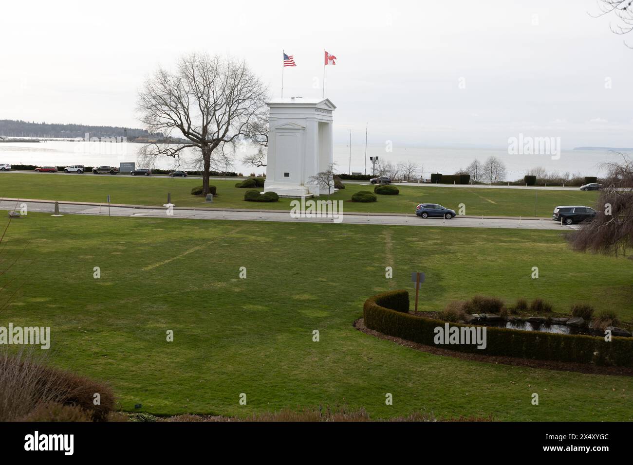 Gates at Peace Arch park on border of Canada and United States Stock ...