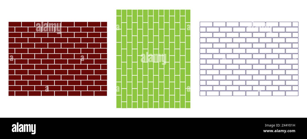 Brick wall icons trendy flat line art style vectors Stock Vector Image ...