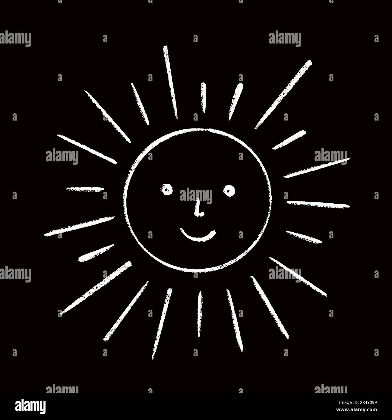 Smiling sun hand drawn vector illustration, kid's drawing chalk ...