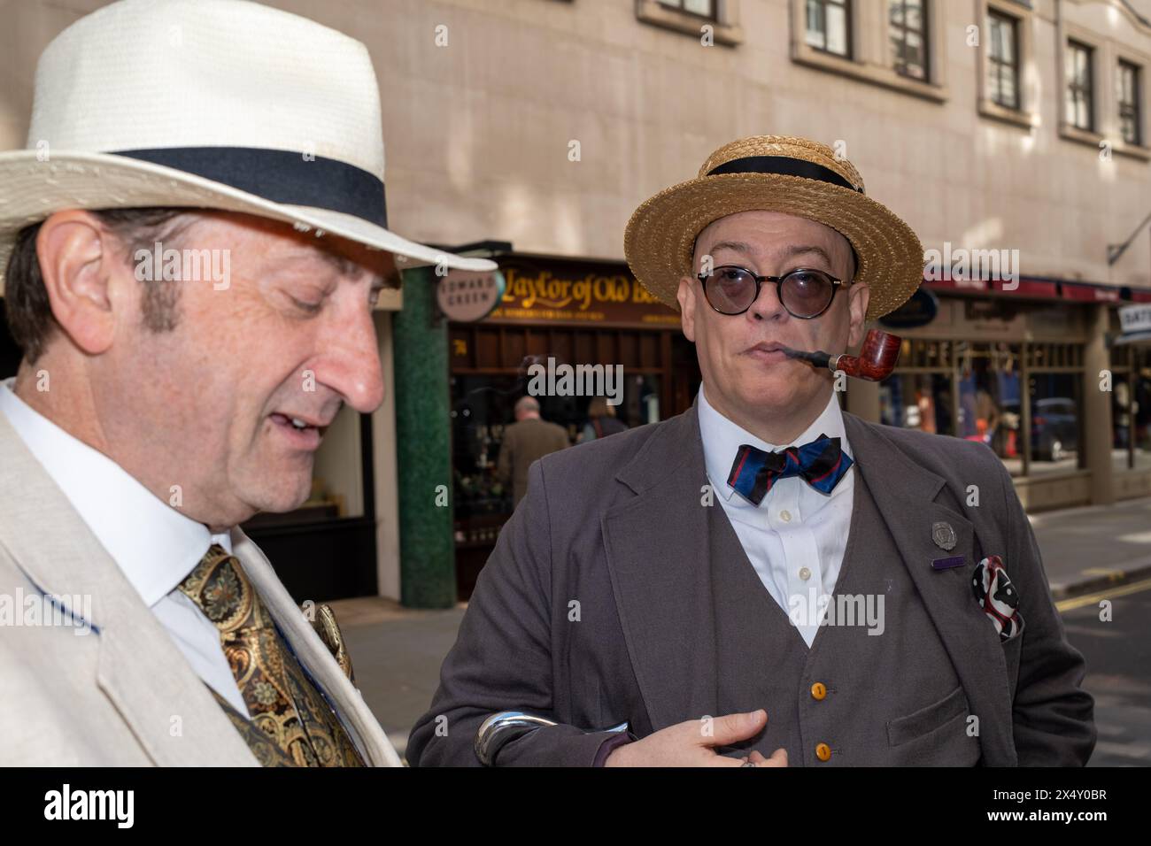 London, UK. 05th May, 2024. Two gentlemen stand on a street. Ladies and ...