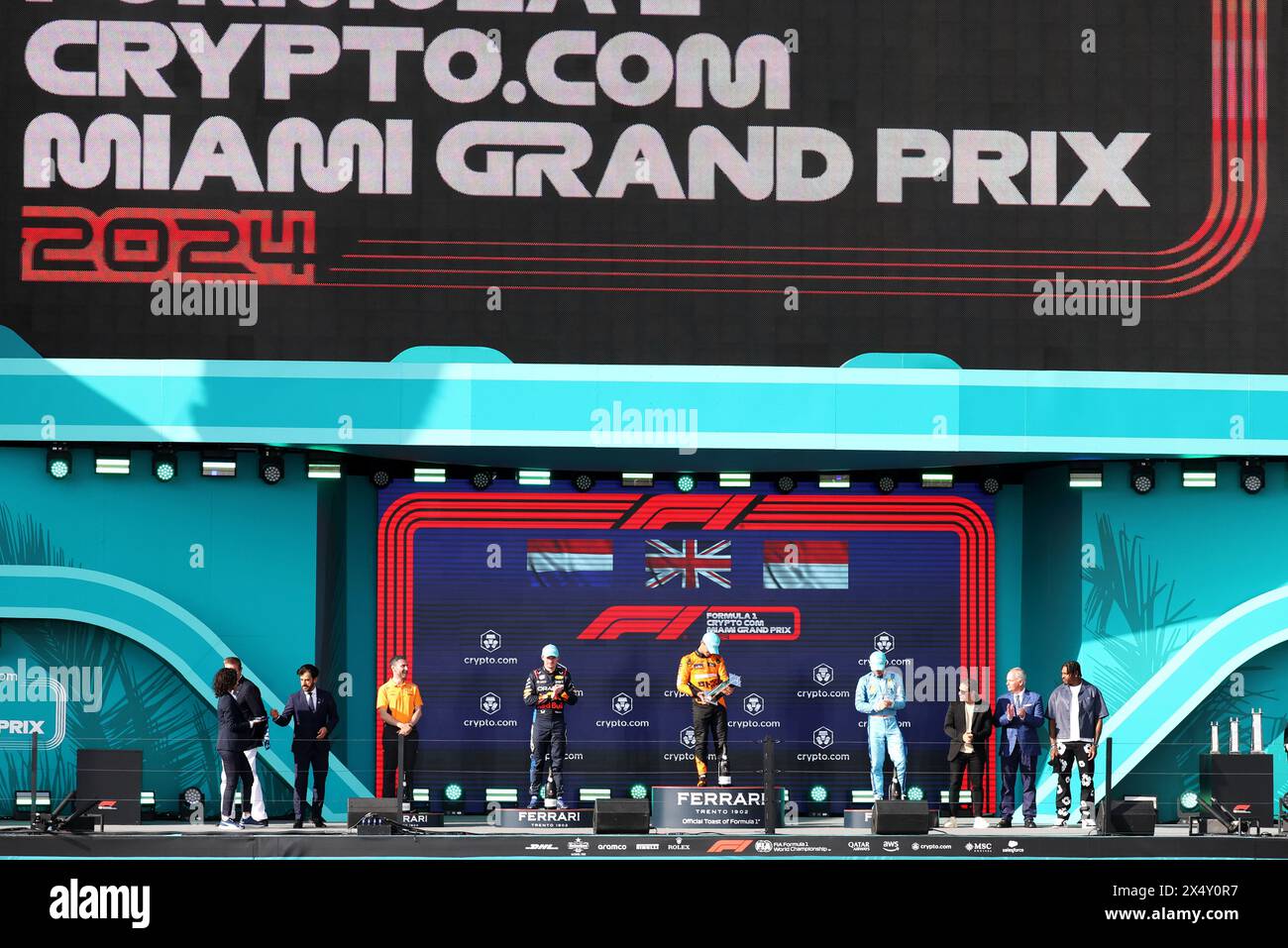 Miami, USA. 05th May, 2024. The podium (L to R): Andrea Stella (ITA ...