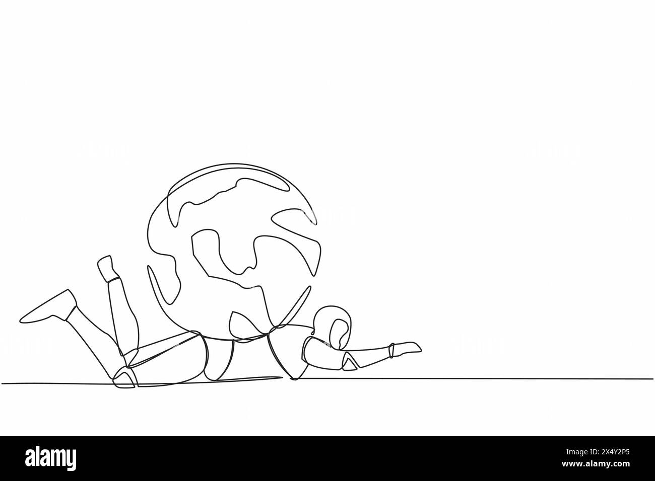 Single continuous line drawing stress robot under heavy globe burden ...