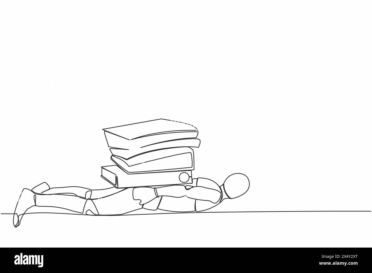 Single one line drawing stress robot under heavy pile paper folder ...