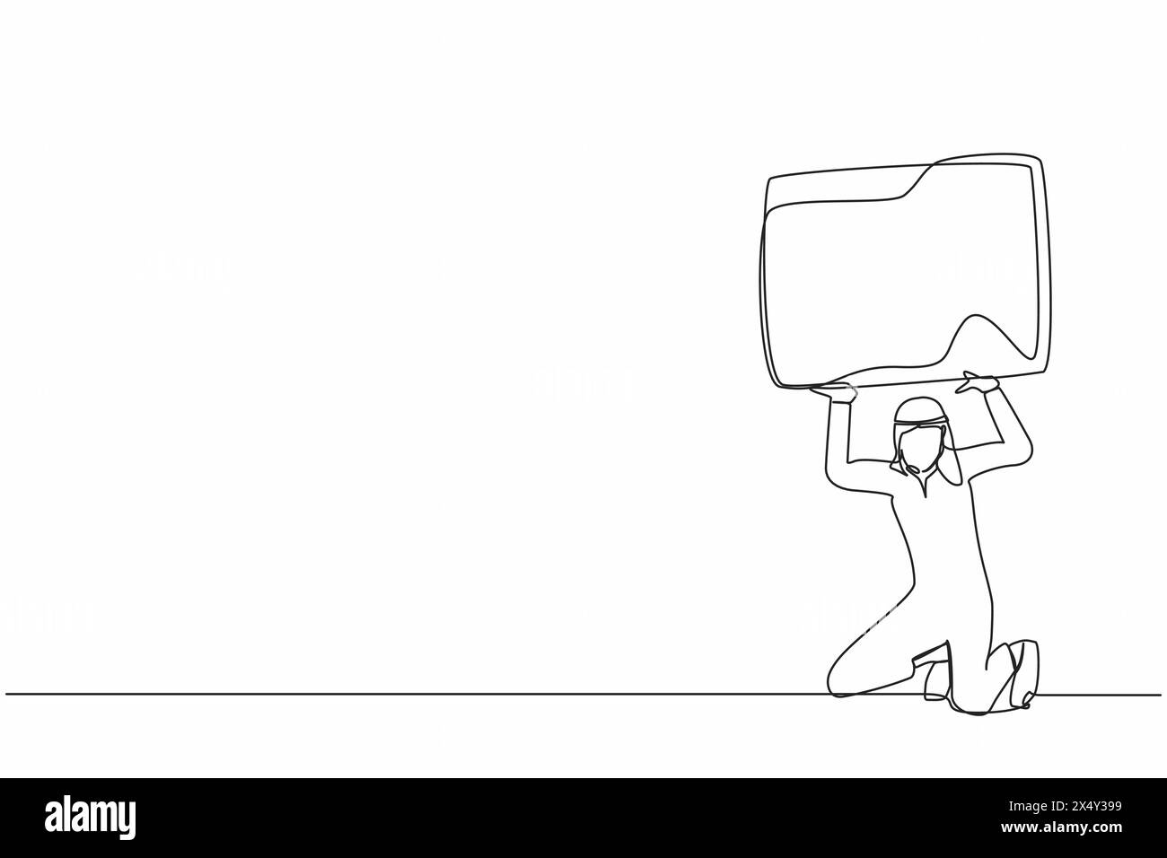 Single one line drawing Arab businessman carrying folder icon on his ...