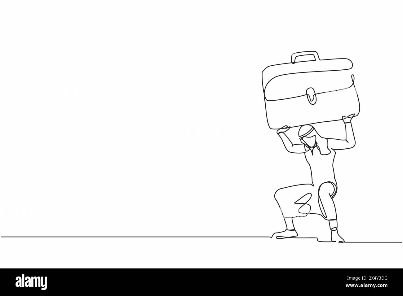 Continuous one line drawing Arabian businessman carrying briefcase on ...