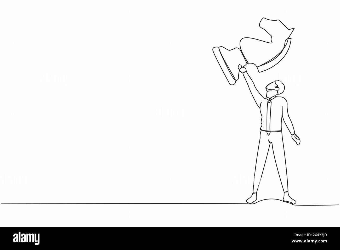 Single continuous line drawing businessman holding horse chess piece ...