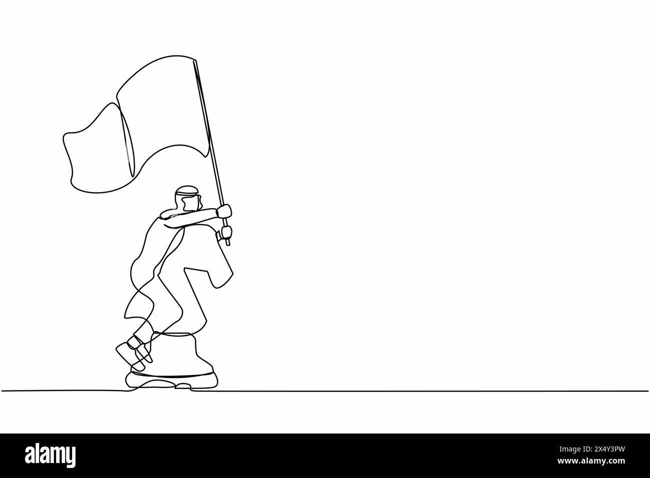 Single one line drawing motivation Arab businessman riding big horse ...