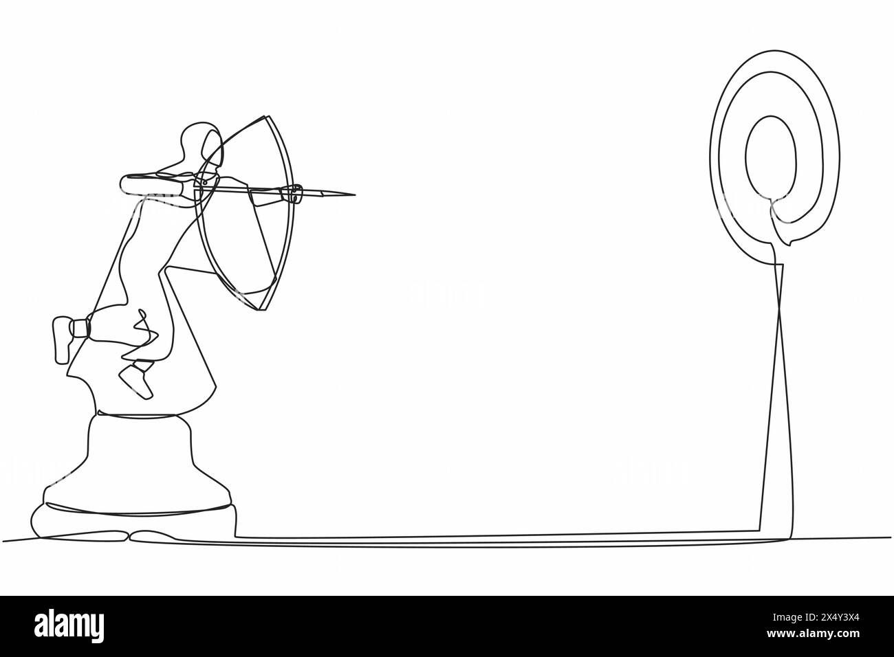 Single one line drawing accuracy Arab businesswoman holding archery and ...