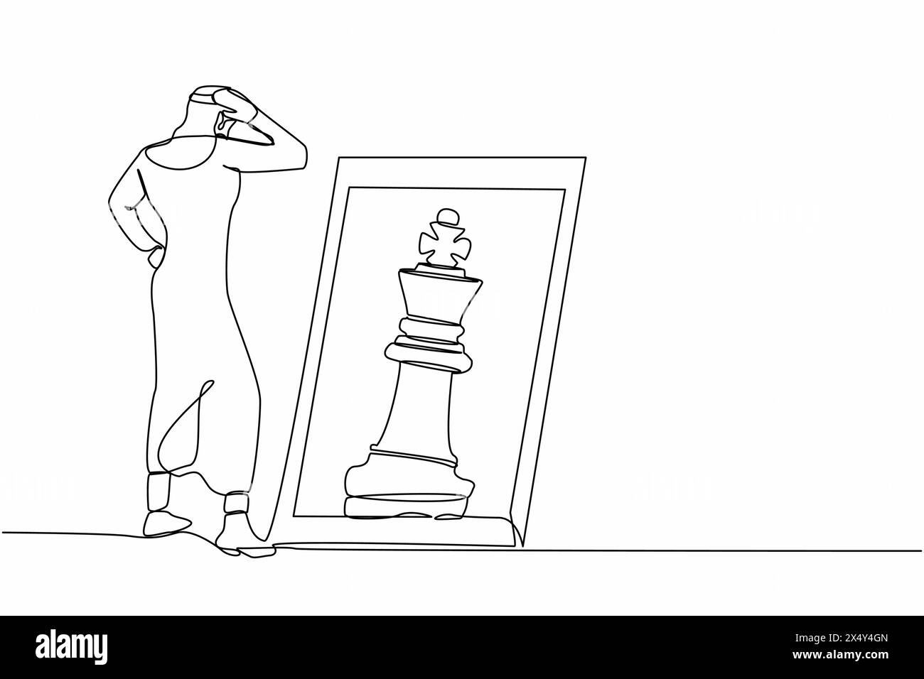 Continuous one line drawing Arab businessman standing in front of ...