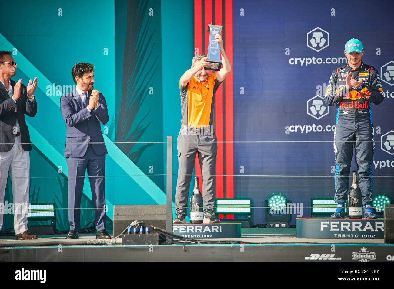 Miami Gardens, FL, USA. 5th May 2024. Podium. 1st place: 4 Lando Norris ...