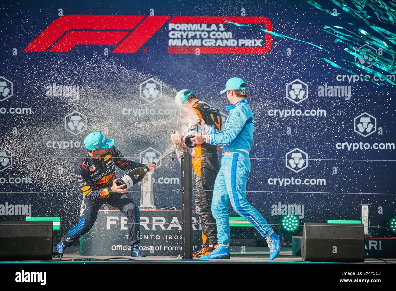 Miami Gardens, FL, USA. 5th May 2024. Podium. 1st place: 4 Lando Norris ...