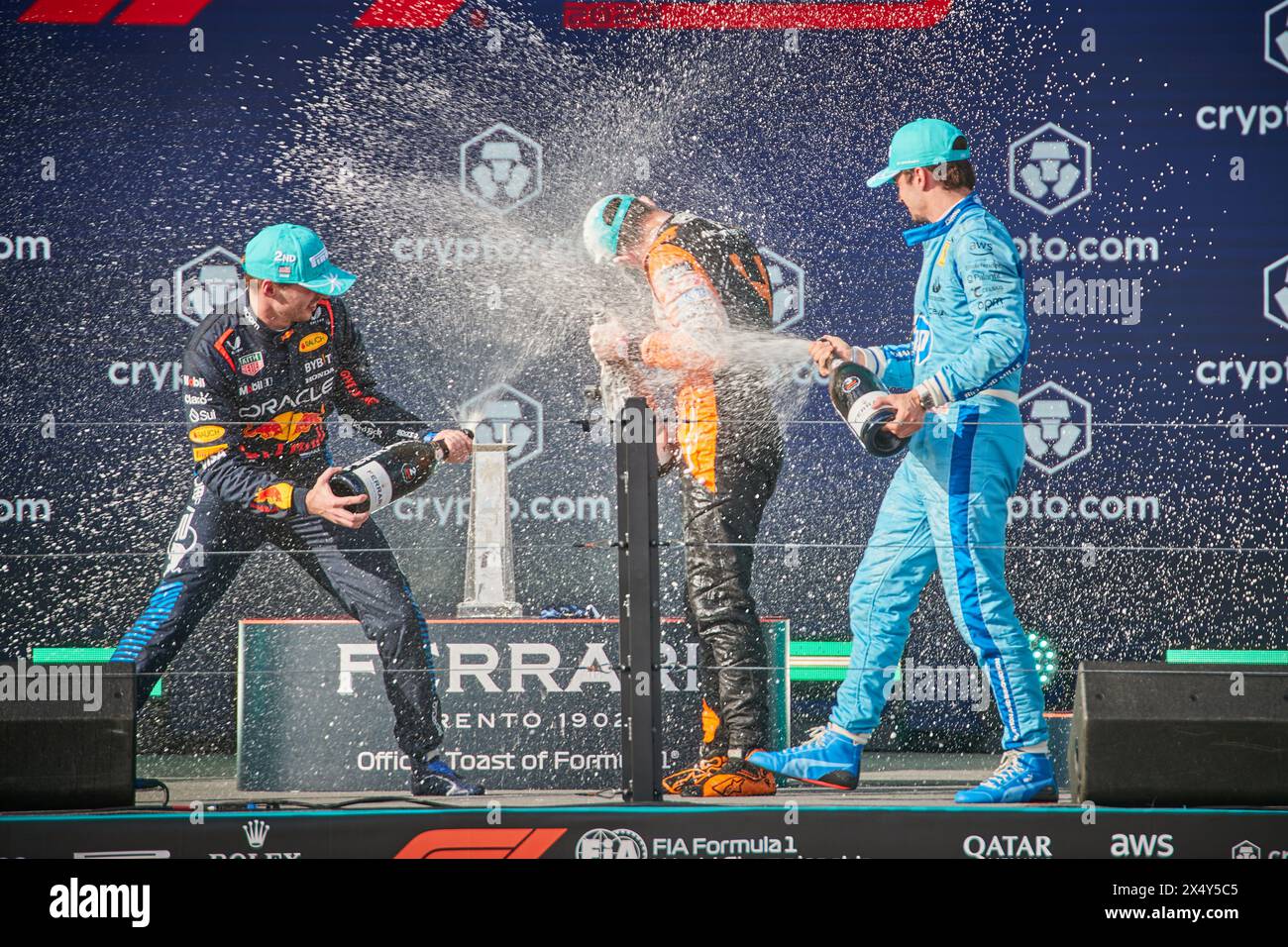 Miami Gardens, FL, USA. 5th May 2024. Podium. 1st place: 4 Lando Norris ...