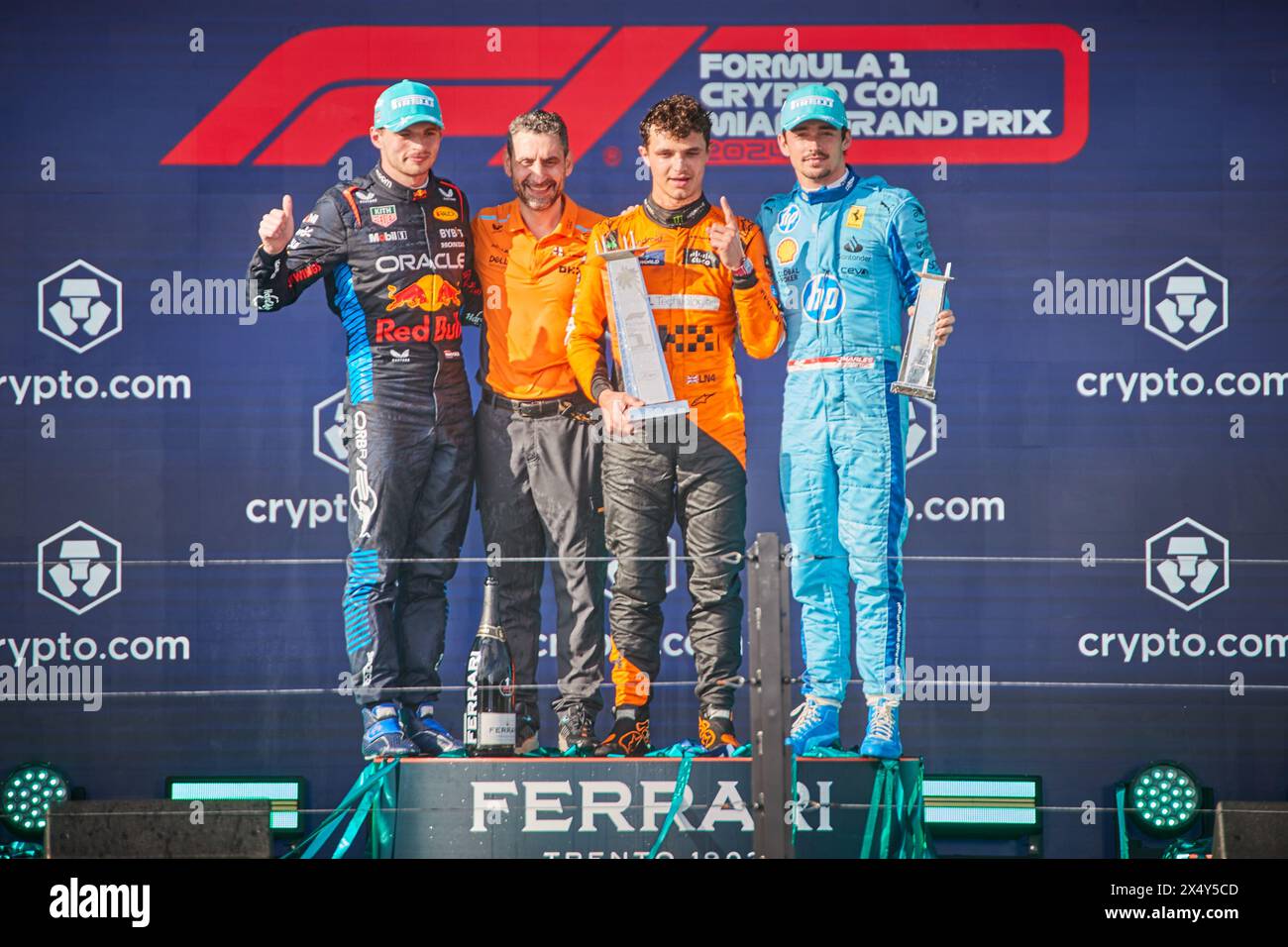 Miami Gardens, FL, USA. 5th May 2024. Podium. 1st place: 4 Lando Norris ...