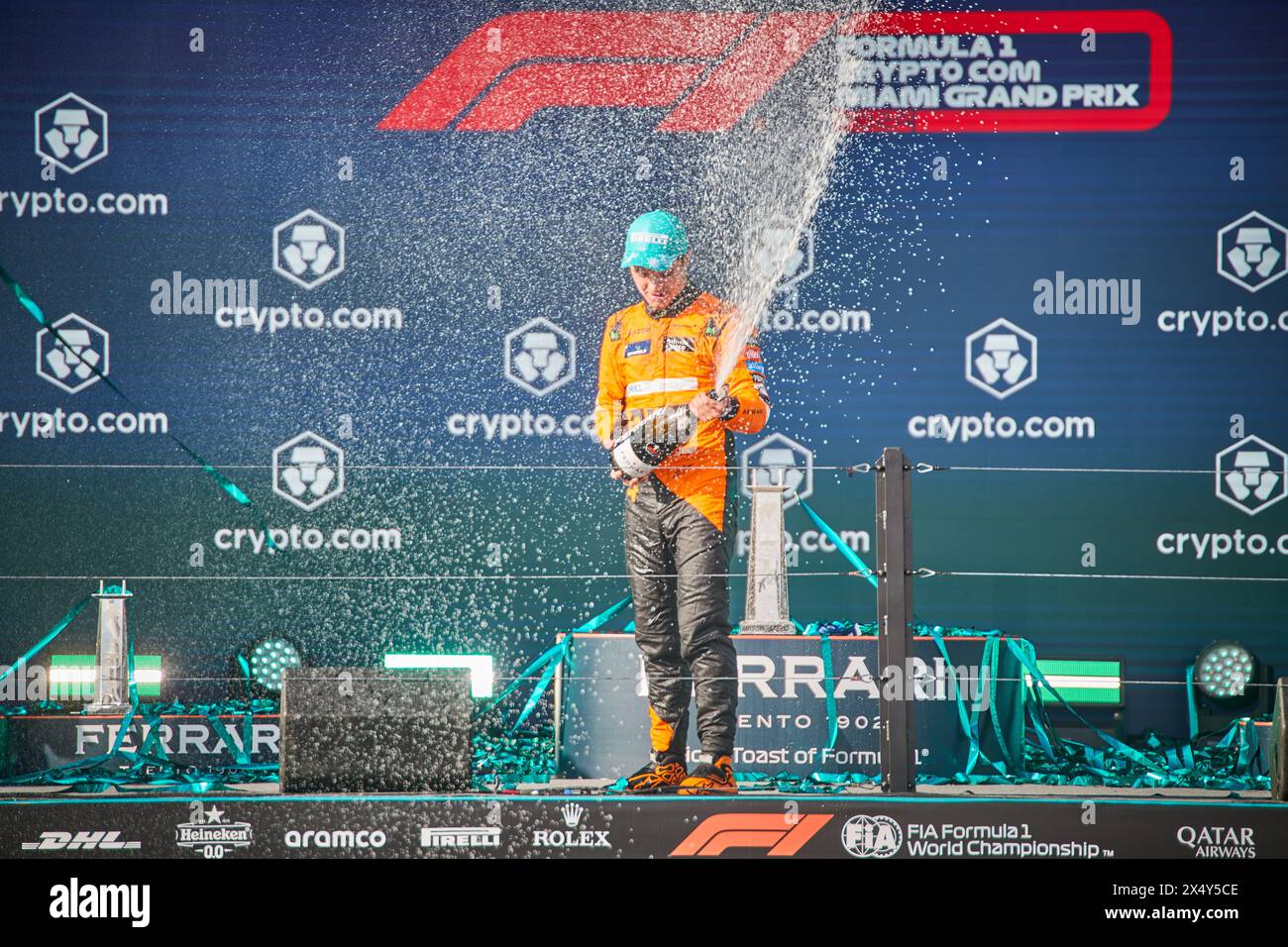 Miami Gardens, FL, USA. 5th May 2024. Podium. 1st place: 4 Lando Norris ...