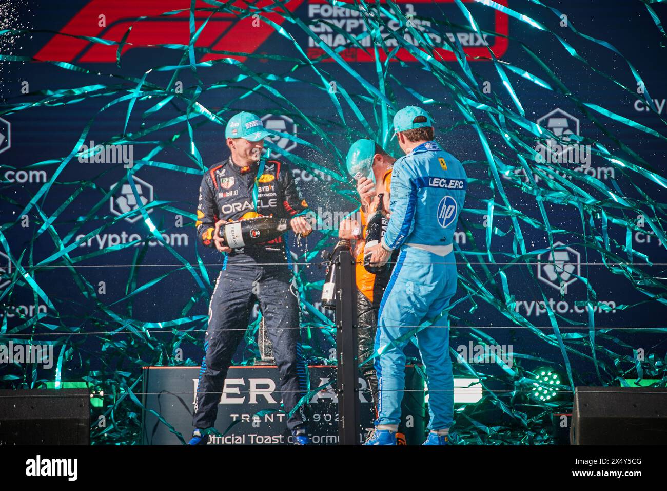 Miami Gardens, FL, USA. 5th May 2024. Podium. 1st place: 4 Lando Norris ...