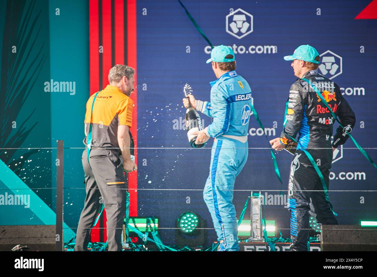 Miami Gardens, FL, USA. 5th May 2024. Podium. 1st place: 4 Lando Norris ...