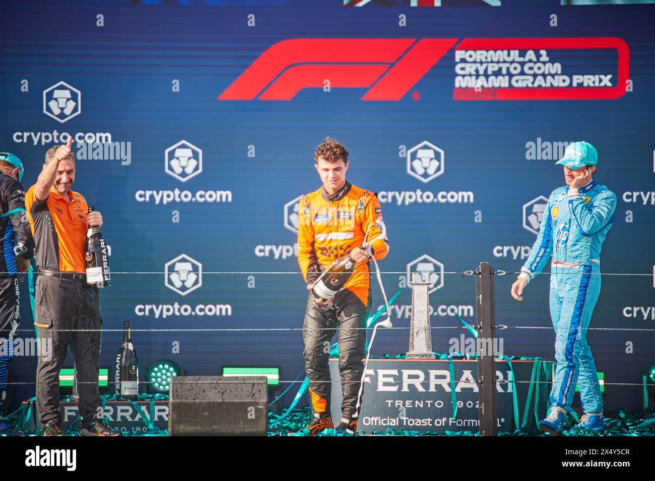 Miami Gardens, FL, USA. 5th May 2024. Podium. 1st place: 4 Lando Norris ...