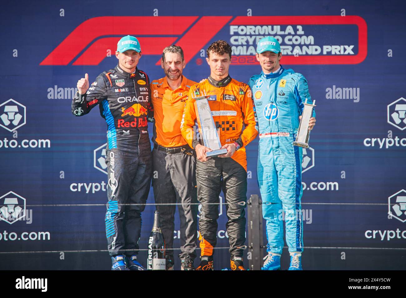 Miami Gardens, FL, USA. 5th May 2024. Podium. 1st place: 4 Lando Norris ...