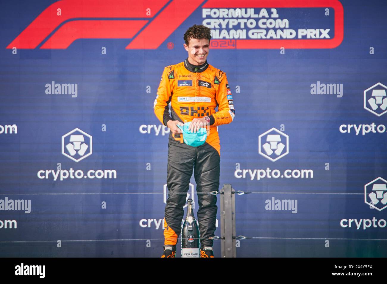 Miami Gardens, FL, USA. 5th May 2024. Podium. 1st place: 4 Lando Norris ...