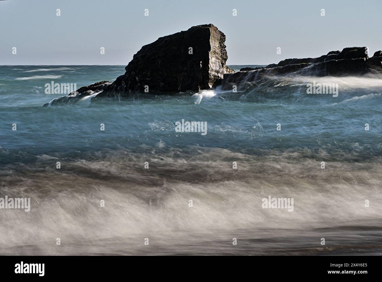 Waves and rocks at Three Mile Beach, Santa Cruz, California, USA Stock ...